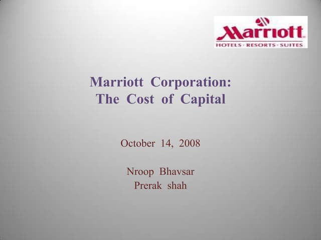 FIN4140 Corporate Finance: Marriott corporation case study solution | PPTX
