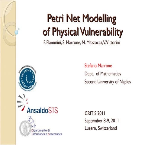 Petri Net Modelling of Physical Vulnerability | PPT