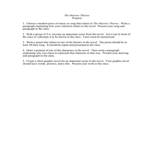 Marrow Thieves projects | DOC