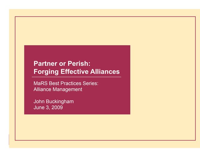 Partner or Perish: Forging effective alliances | PDF Partner or Perish: Forging effective alliances | PDF