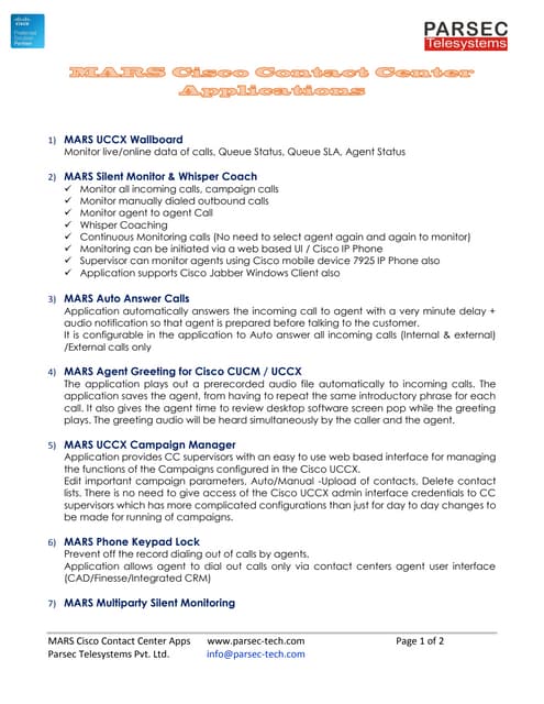 Parsec's Mars Remote Cisco IP phone management | PPT