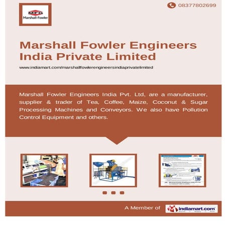 Marshall Fowler Engineers India Private Limited, Coimbatore, Coffee ...