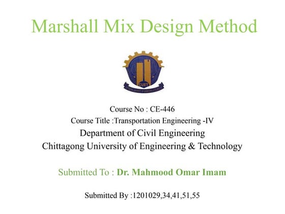 Marshall Mix Design: Lab Report | PDF