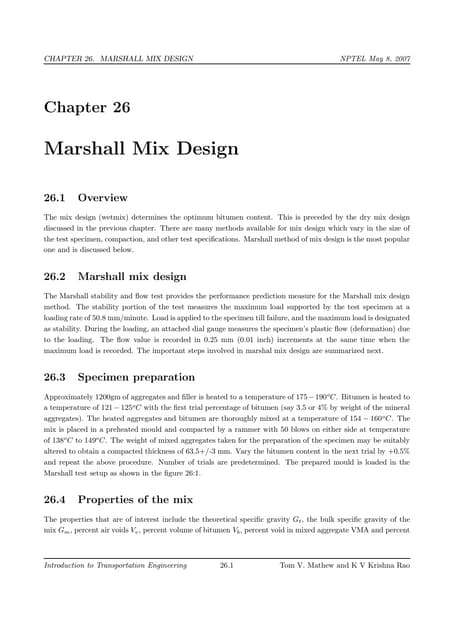 Marshall Mix Design: Lab Report | PDF