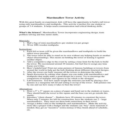 Marshmallow Activity | PDF