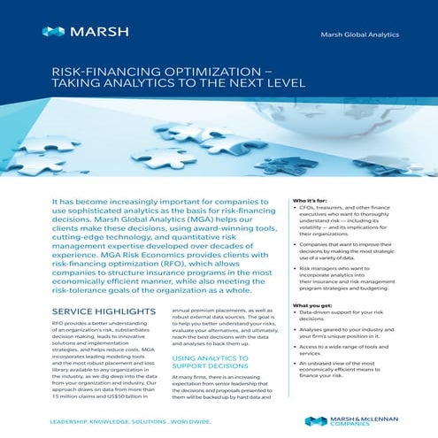 Marsh Risk Financing Optimization | PDF