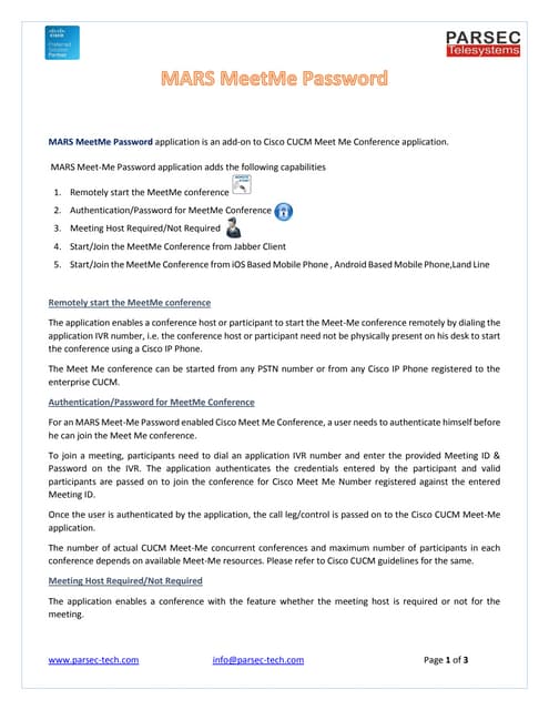 Parsec's Mars Remote Cisco IP phone management | PDF