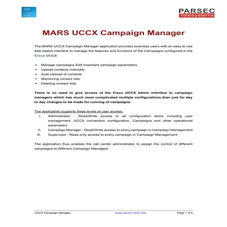 MARS UCCX Campaign Manager | PDF