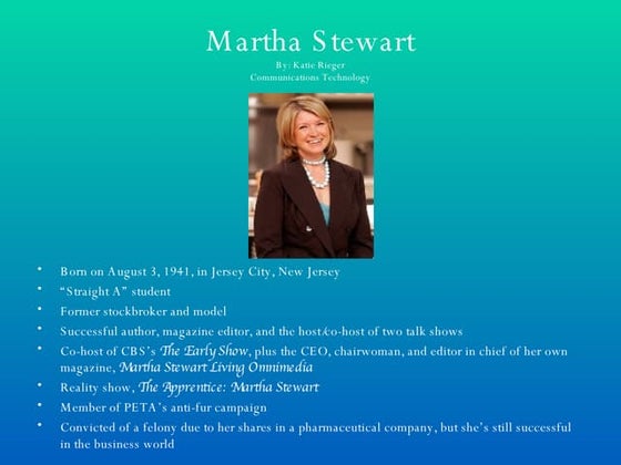 Martha Stewart | PPT | Genres