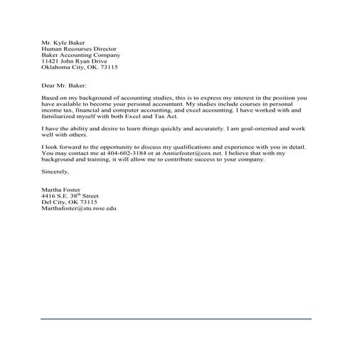 Martha foster cover letter and resume | DOCX