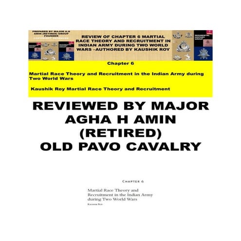 Martial Race Theory and Recruitment in the Indian Army during Two World ...