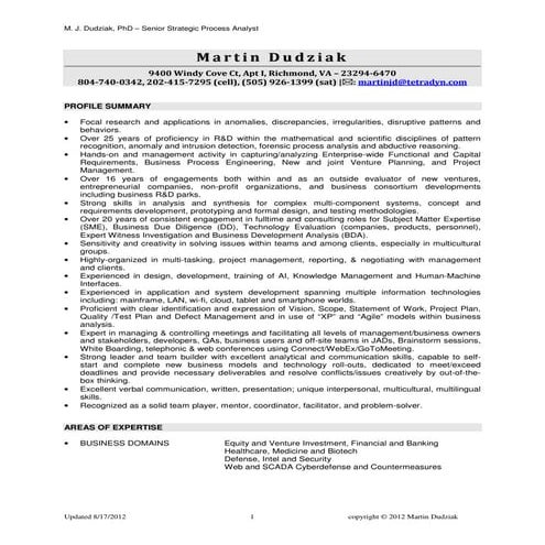Martin Dudziak SME DD BDA Resume June2012 | PDF