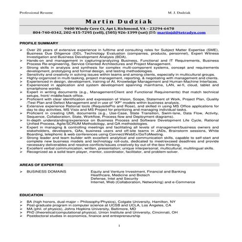 Martin Dudziak SME DD BDA Resume June2012 | PDF