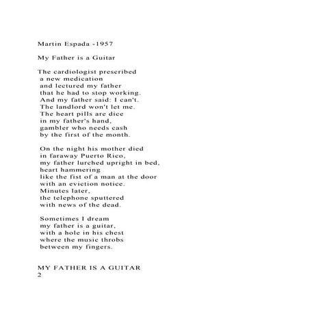Martin Espada -1957My Father is a GuitarThe cardiologist p.docx