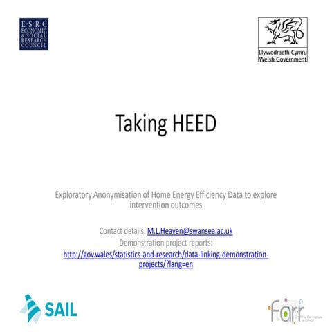 Martin Heaven Taking HEED presentation at the launch of the Administrative Data Research Centre ...