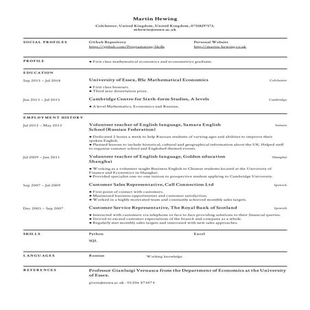 Martin Hewing CV | PDF