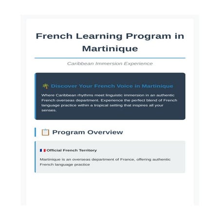 Total French Immersion Program in Martinique with Teacher | PDF