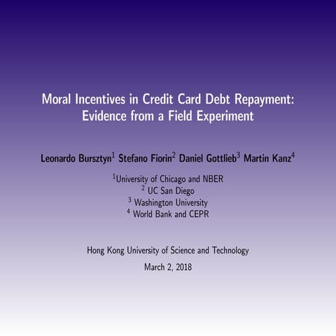 Martin Kanz - Moral Incentives in Credit Card Debt Repayment | PDF
