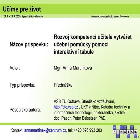 Martinkova rozvoj kompetenci_i-tabule | PPT