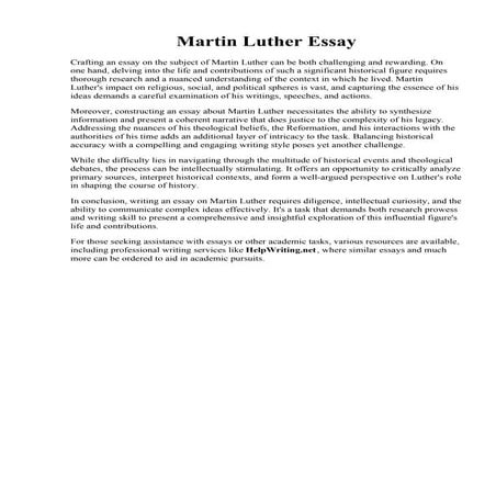 Martin Luther Essay. Martin luther king jr 3 page essay in 2021 Essay ...