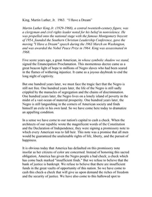 Martin luther king's speech | PDF