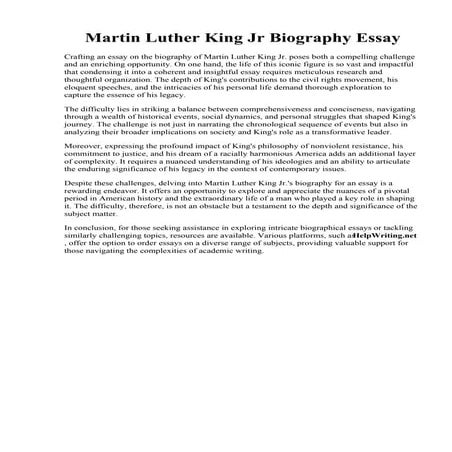 Martin Luther King Jr Biography Essay | PDF