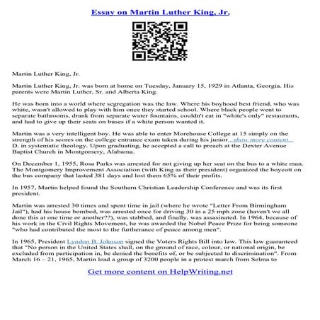 Martin Luther King Jr Essay | PDF | Christianity | Religion & Spirituality
