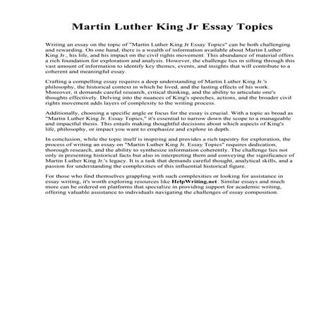 Martin Luther King Jr Essay Topics | PDF