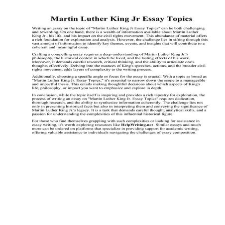 Martin Luther King Jr I Have A Dream Essay | PDF