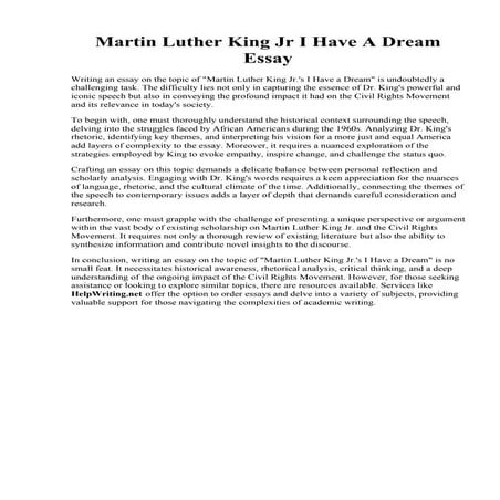 Martin Luther King Jr I Have A Dream Essay | PDF