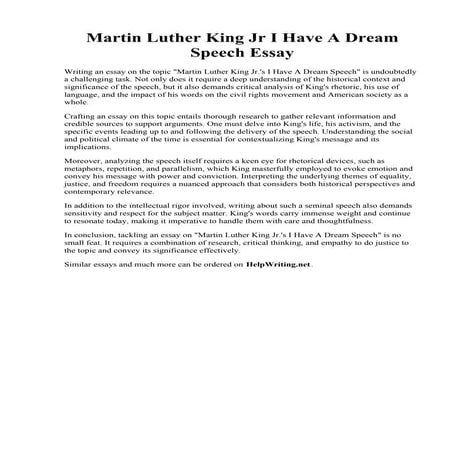 Martin Luther King Jr I Have A Dream Speech Essay.pdf