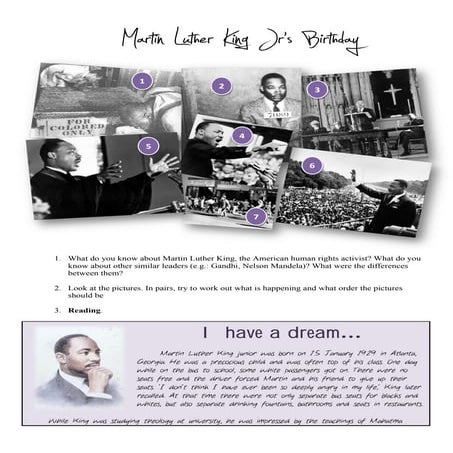 Martin Luther King Jrs Birthday Handout V2 | PDF