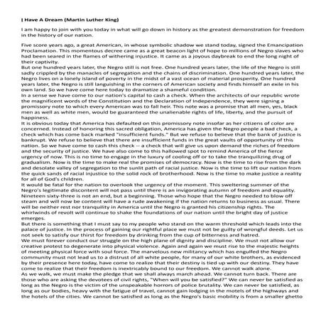 Martin luther king's speech | PDF