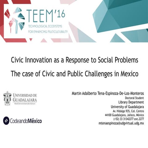 Civic Innovation as a Response to Social Problems. The case of Civic ...