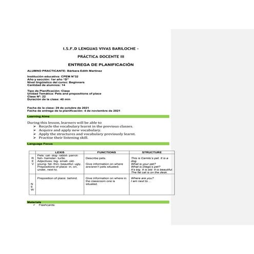 Martínez, bárbara lesson plan 2 y 3- pca docente iii - pass(1) | PDF