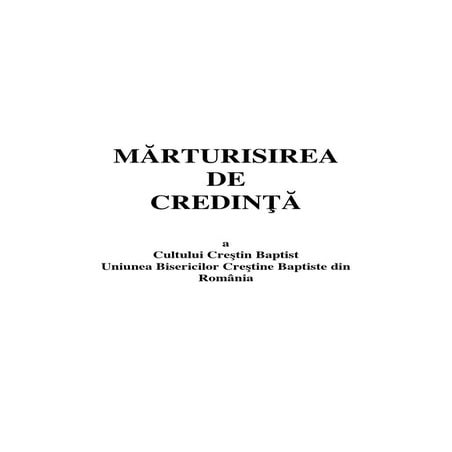 Marturisirea de- credinta baptisti | PDF