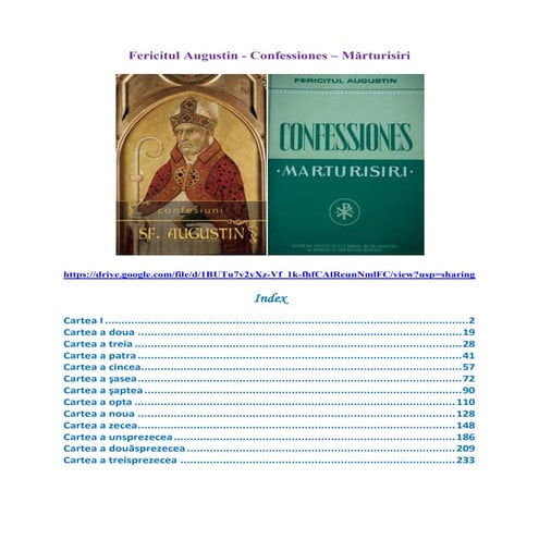 Fericitul Augustin - Confessiones – Mărturisiri | PDF