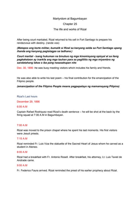 THE LAST HOUR OF DR. JOSE RIZAL & THE FR. LUIS VIZA | PDF