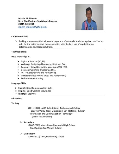 Sample Resume for OJT | DOCX | Resume Writing and Advice | Job Search