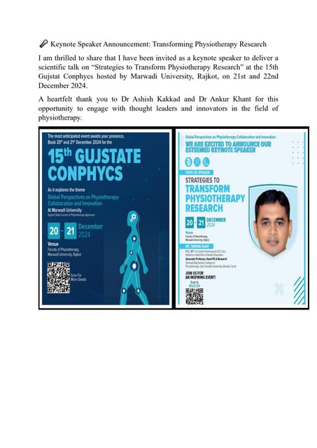 Faculty Development Programme in Physiotherapy | PDF