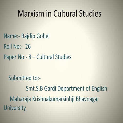 Marxism in cultural studies | PPT