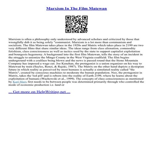 Marxism In The Film Matewan | PDF