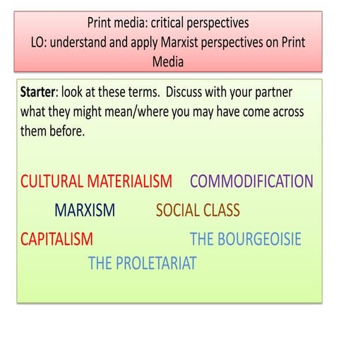 Marxist perspectives on print media | PPTX