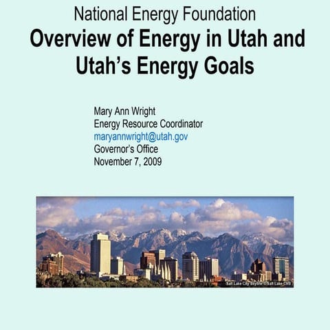Overview of Energy in Utah and Utah's Energy Goals | PPT