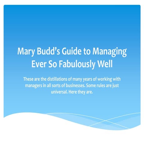 Mary Budd presentations
