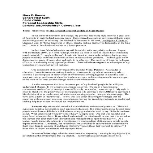 My Personal Leadership Style | PDF