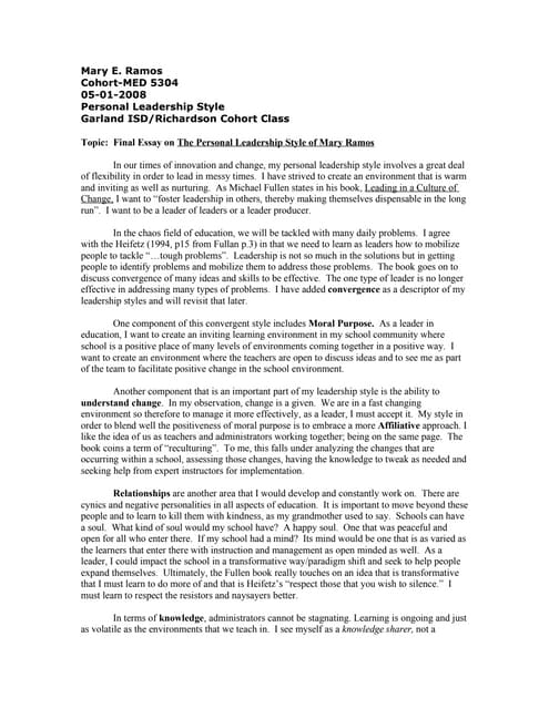 Leadership Philosophy Statement | PDF | Executive Leadership ...