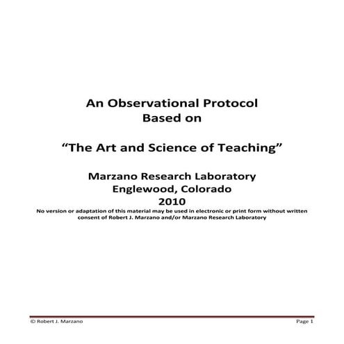 Marzanos observationalprotocol updated_feb2010 | PDF