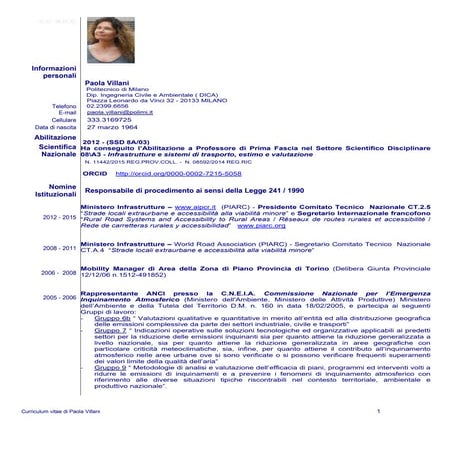 Paola Villani Curriculum Vitae | PDF