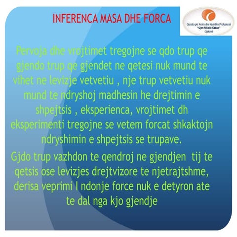 Tema:Forca dhe levizja ne jeten e perditshme | PPTX
